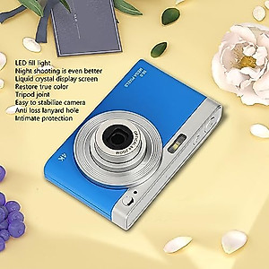 Compact Camera, 50MP Fill Light Portable Digital Camera, 2.88 Inch HD IPS Screen, 16X Zoom AntiShake for Travel (Blue)