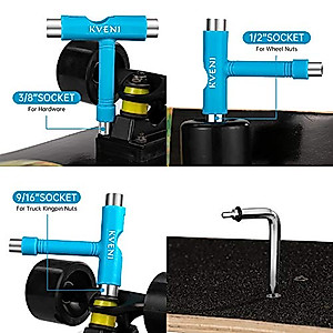 Skate Tool All-in-One, Multi-Function Portable Skateboard T Tools Accessory - with T-Type Allen Key and L-Type Phillips Head Wrench Screwdriver