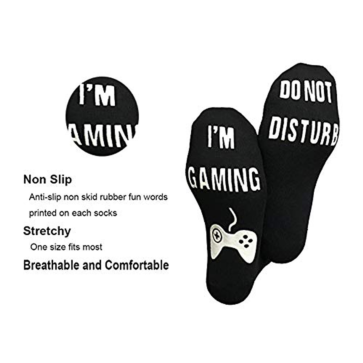 Horande Novelty Cotton Socks Do Not Disturb Socks Funny Gifts for Men Women Gamers, Black, Medium