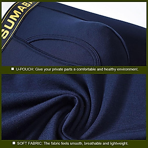 SUMABA Mens Bamboo Viscose Anti Chafing Spandex Boxer Briefs Underwear (7403Dark Blue/Brown, xl)