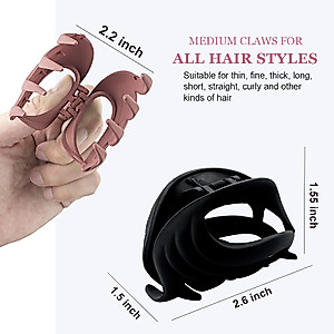 Hair Claw Clips for Thin, Medium & Thick Hair - 2.6 Inch Strong Matte Flower Jaw Clips for Women, Girls & Kids, Non-Slip Clamps with Gift Box (6 Packs, Multi Colors)