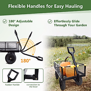 Olympia Tools Steel Garden Cart 1,000lbs 6-cu ft Utility Cart, Heavy Duty Wagon, with Removable Mesh Sides to Convert into Flatbed, Lawn and Utility Wagons Cart