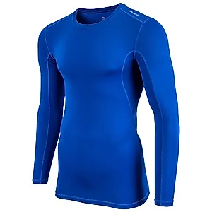 Champro Mens Long Sleeve Compression Shirt - Polyester Spandex, Royal, Medium US
