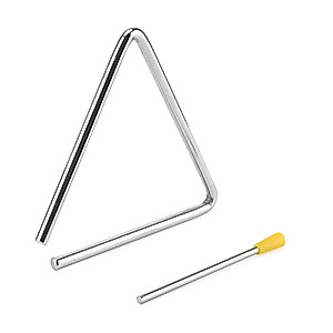 SOUJAP 12 Pack 6 Inch Triangle Instrument, Musical Steel Triangles with Striker, Hand Percussion Triangle Instrument for Music Clubs, Band