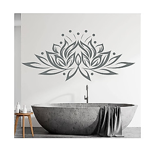 Lotus Flower Wall Decal. Yoga Studio Wall Decor. Bohemian Vinyl Sticker. Mandala Decals. Namaste Bedroom Wall Decor С813