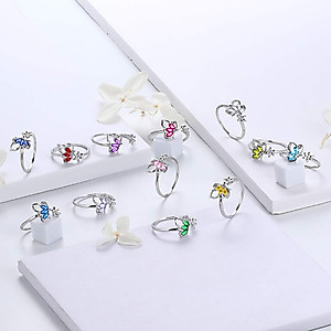 Aurora Tears Butterfly Jewelry Set,925 Sterling Silver Butterflies November-Citrine Birthstone Pendant Necklace/Earrings/Rings/Bracelets for Wedding Gift