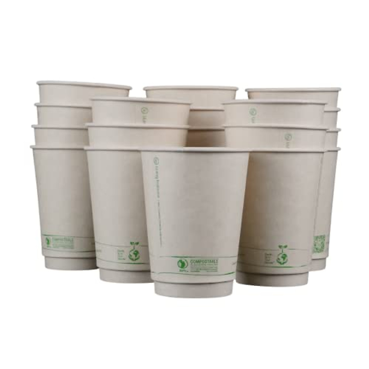 12oz Plastic-free Coffee Cups by Living Balance | 100 cups with Integrated Sleeves. Best alternatives to plastic cups.