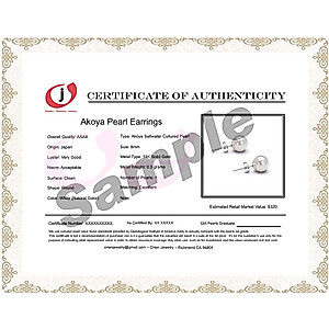 Japanese Akoya Cultured Pearl Earrings Stud AAAA Graded 9mm White Stud Earrings for Women with 14K Gold Settings and Jewelry Gift Box - Orien Jewelry