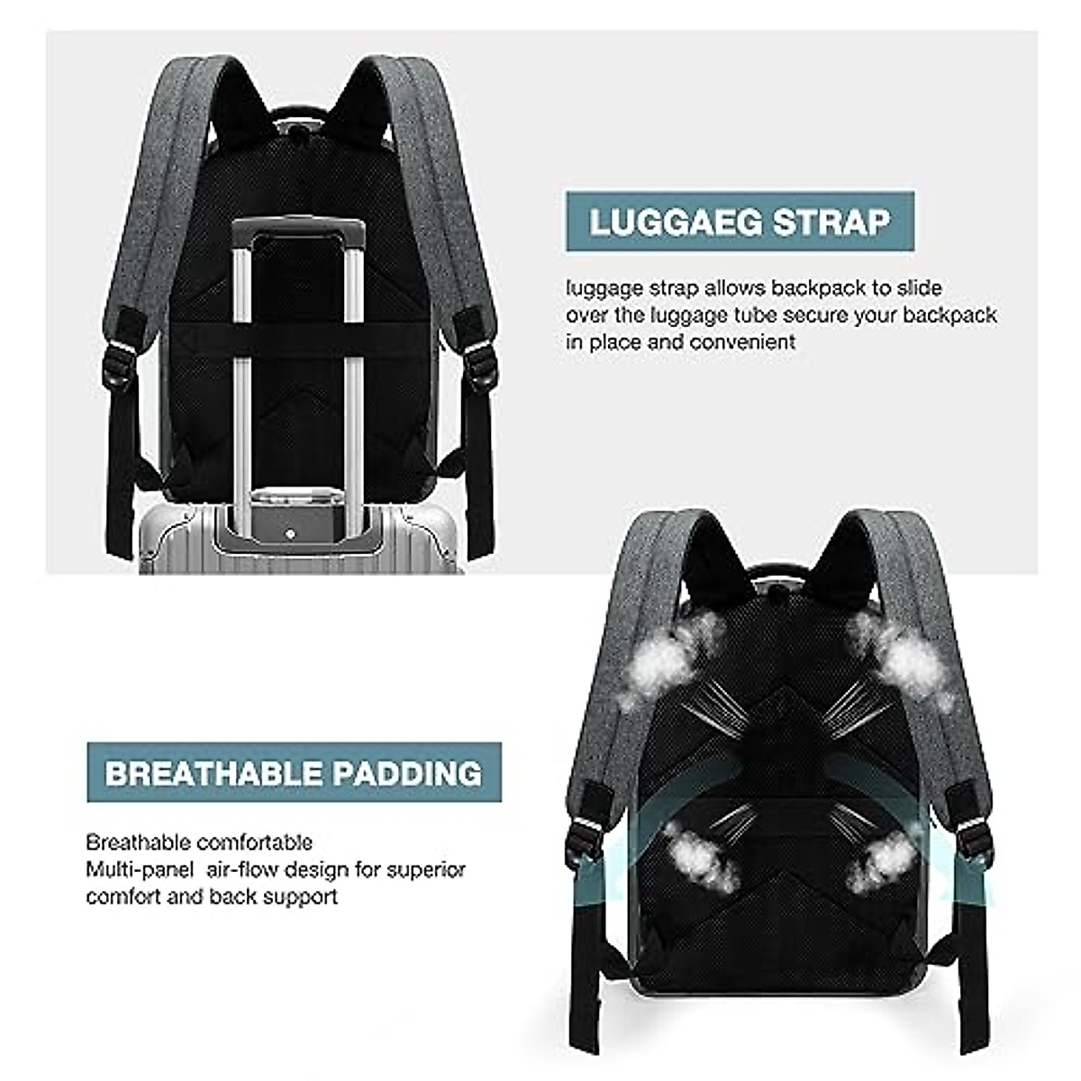 Ocraho Lunch Bag Backpack Insulated Cooler Lunch Box Backpack,Travel Laptop Backpack with USB Port for Women Men Fits 15.6 Inch Laptop （Gray-2）