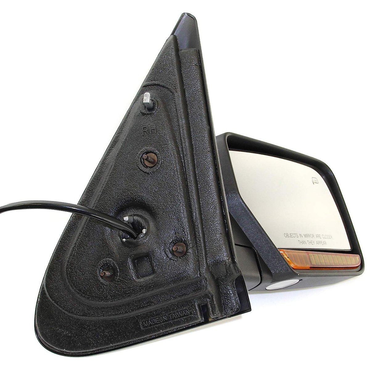 Kool Vue Mirror Set of 2 Compatible with 2007-2011 Ford Expedition Driver & Passenger Side In-housing Signal Light, Manual Folding, Heated, With memory, Textured Black, With Puddle Light, Power Glass
