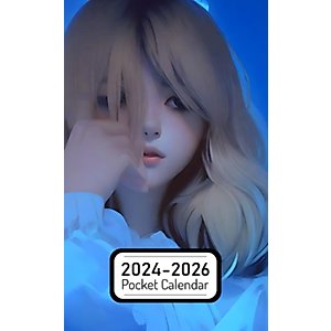 Pocket Calendar 2024-2026: Two-Year Monthly Planner for Purse , 36 Months from January 2024 to December 2026 | Anime girl | White sundress
