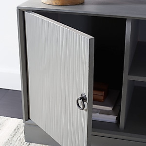 SAFAVIEH Home Collection Aliyah Distressed Grey 2-Door 1-Shelf Entertainment Media Stand up to 55" Flatscreen TV