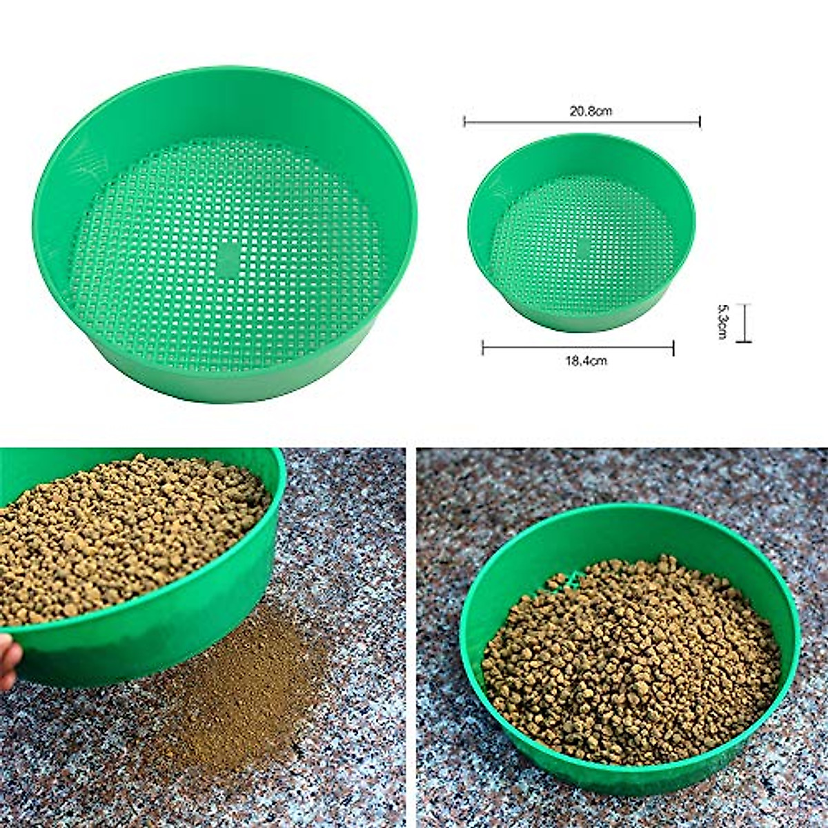 EMVANV Garden Sieve Plastic Mesh Soil Sieve Mesh Screen, Plastic Garden Sieve Riddle Green for Compost Soil Stone Mesh Gardening Tool, for Filtering Earth Stone