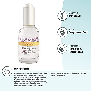 Face Serum, Burt's Bees Retinol Alternative, Facial Care with Hyaluronic Acid, Intensive Firming Skin Care, 1 Ounce