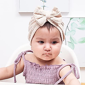 Yili Maizi Newborn Baby Toddler Cotton Hat Baby Girl Knotted Hat Cute Donut Soft Turban Bow Cap Set