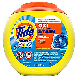 Tide Simply Pods + Oxi Laundry Detergent Soap Pods, Refreshing Breeze, 55 Count, 30 ounces