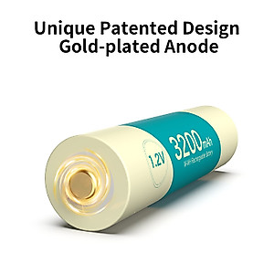 Deleepow AA Rechargeable Batteries Gold-Plated Anode 3200mAh Nimh AA Rechargeable Batteries 16 Count 1.2V High Capacity 1200 Cycle(Only Batteries)