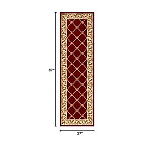 Well Woven Timeless Fleur De Lis Red Formal Area Rug 2'3" X 7'3" Runner