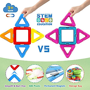 Coodoo Magnetic Tiles with 2 Cars Magnetic Toys for 3 4 5 6 7 8+ Year Old Boys Girls, Magnetic Blocks Building Set for Toddlers STEM Creativity Educational Toys for Kids Age 3-6