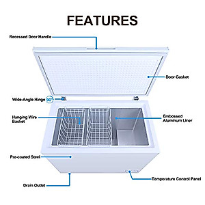 Galanz GLF70CWED01 Manual Defrost Chest Freezer, Mechanical Temperature Control, White, 7.0 Cu Ft