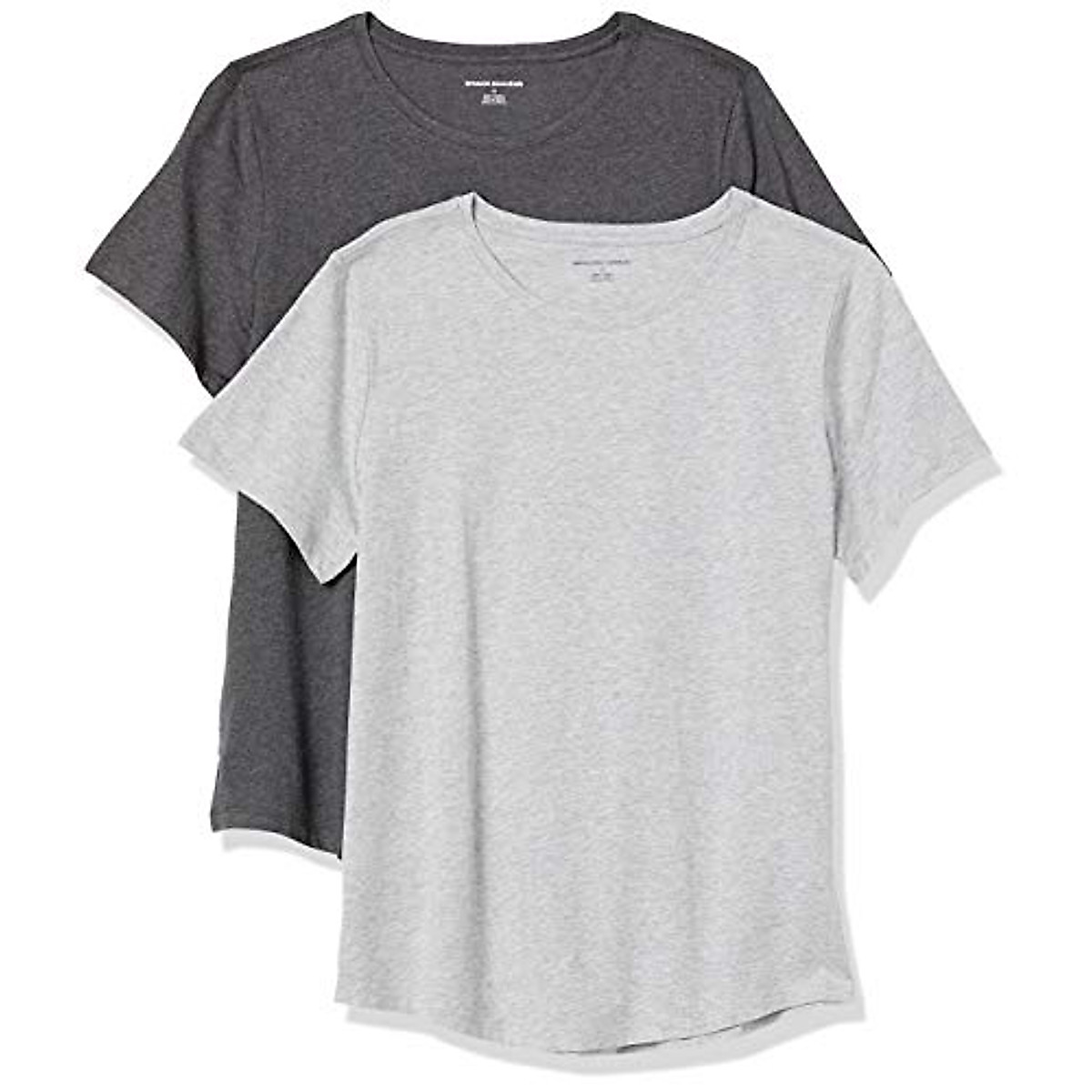 Amazon Essentials Women's Classic-Fit 100% Cotton Short-Sleeve Crewneck T-Shirt (Available in Plus Size), Pack of 2, Charcoal Heather/Light Grey Heather, Small