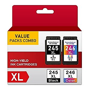 PG-245/CL-246 XL Ink Cartridges,Black and Color Combo Pack,Remanufactured Ink Cartridge Replacement for Canon PG245 CL246 XL Compatible for Pixma MX490 MX492 ; MG2522 MG2525 MG3029; TR4522 Printer