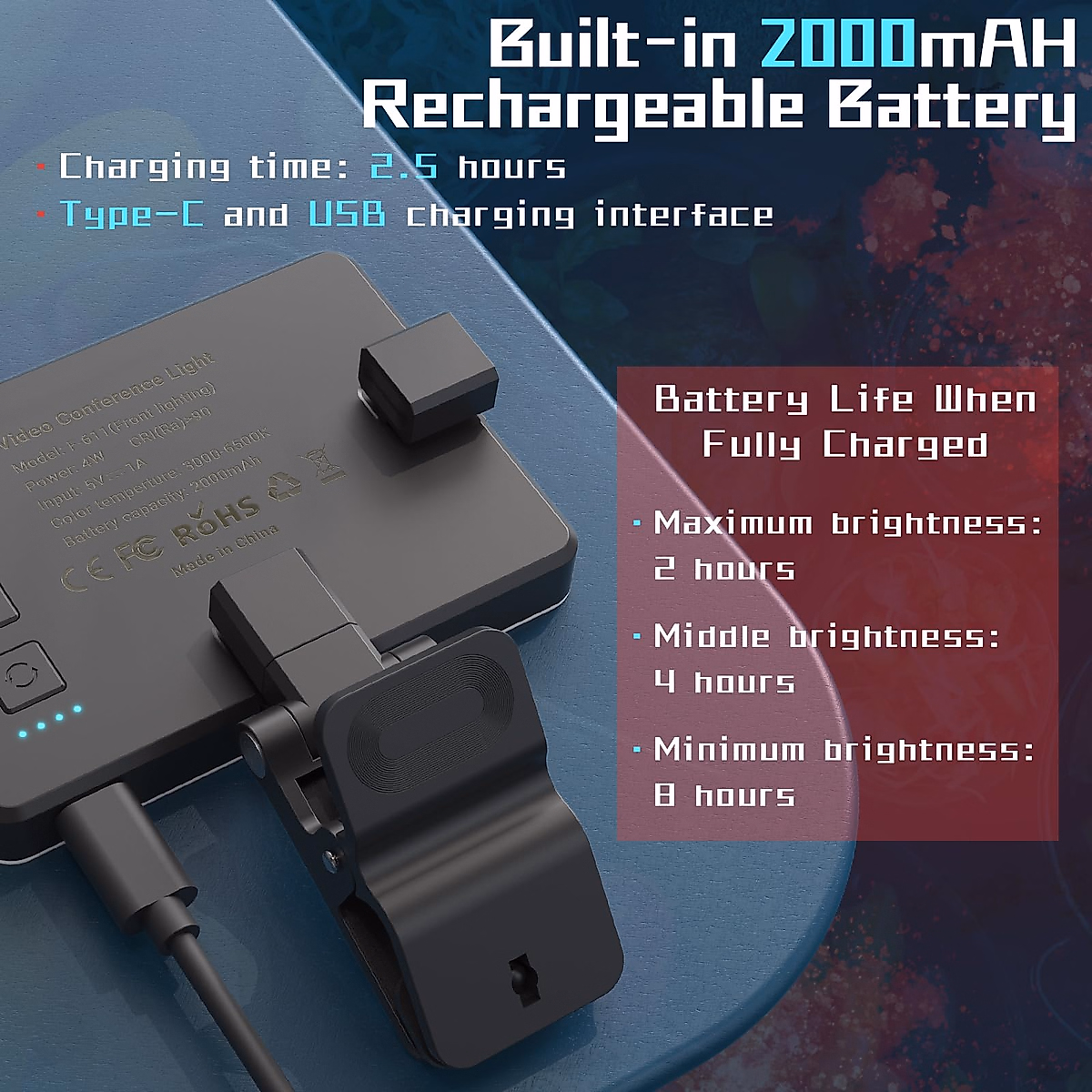 Eicaus 100 LED Rechargeable Selfie Phone Light with Clip,Camera Fill Light for Pictures,Video iPhone Light for Video Conferencing, Portable Light for influencers, Tiktok