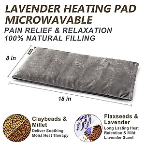 RelaxCoo Microwave Heating pad with Washable Cover 8 * 18" Microwavable Heat Pad for Neck Shoulder, Cramps, Back Pain Relief, Warm Compress Bean Bag Moist Heat Pack for Muscles, Joints, 2 Pack