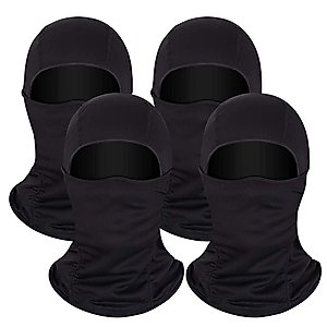 Valleycomfy 4PCS Balaclava Ski Mask Winter Face Mask Men Women UV Protection Hood Windproof Sun Hood Tactical Masks(Black)