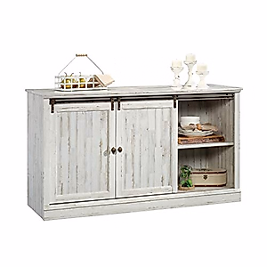 Sauder Barrister Lane Credenza, for TVs up to 60", White Plank finish