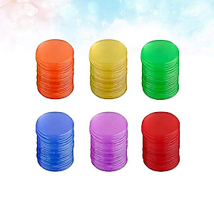 jojofuny 300pcs Plastic Bingo Tokens Markers Blue Red Yellow Green Purple Orange for Game Cards and Bingo Accessories Parties and Game Nights