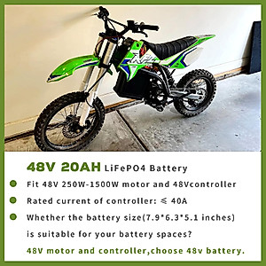 BtrPower 48V LiFePO4 Ebike Battery 20AH Lithium Battery Pack for 1500W-350W Motor, Built-in 40A BMS and 3A Fast Charger
