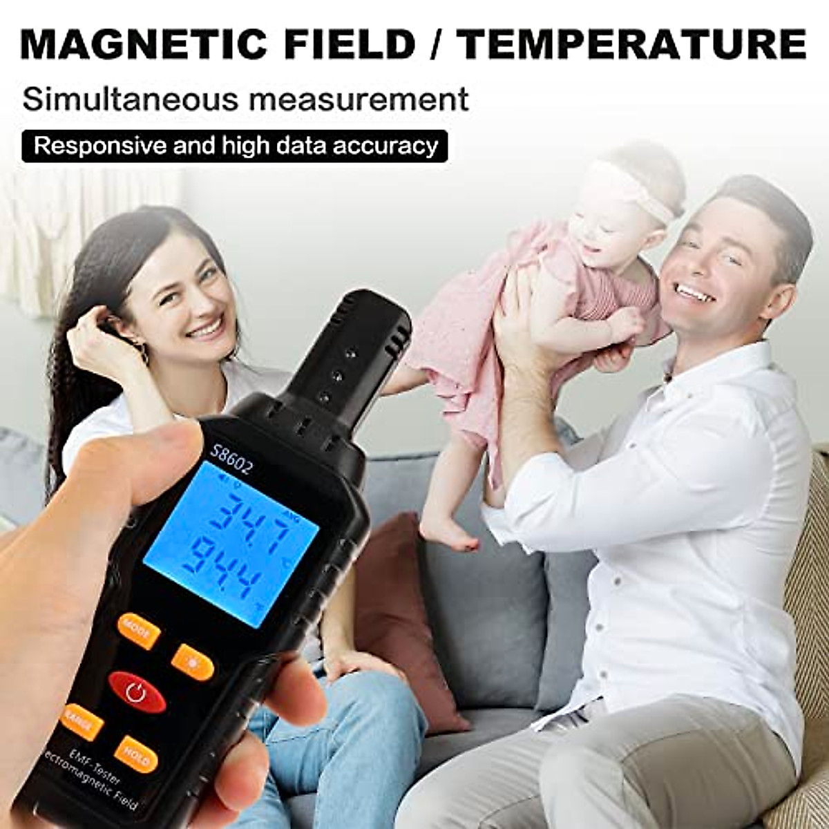 EMF Meter, Rechargeable Digital Electromagnetic Field Radiation Detector Hand-held Digital LCD EMF Detector, Great Tester for Home EMF Inspections, Office, Outdoor and Ghost Hunting