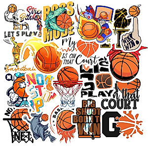 GOLEEX 20 Pack Pcs Waterproof Vinyl Basketball Stickers Items for Boys Men Kids Funny Craft Gifts for Scrapbooking Laptop Helmet Cars Bottles Sports Players Decals Sticker Packs
