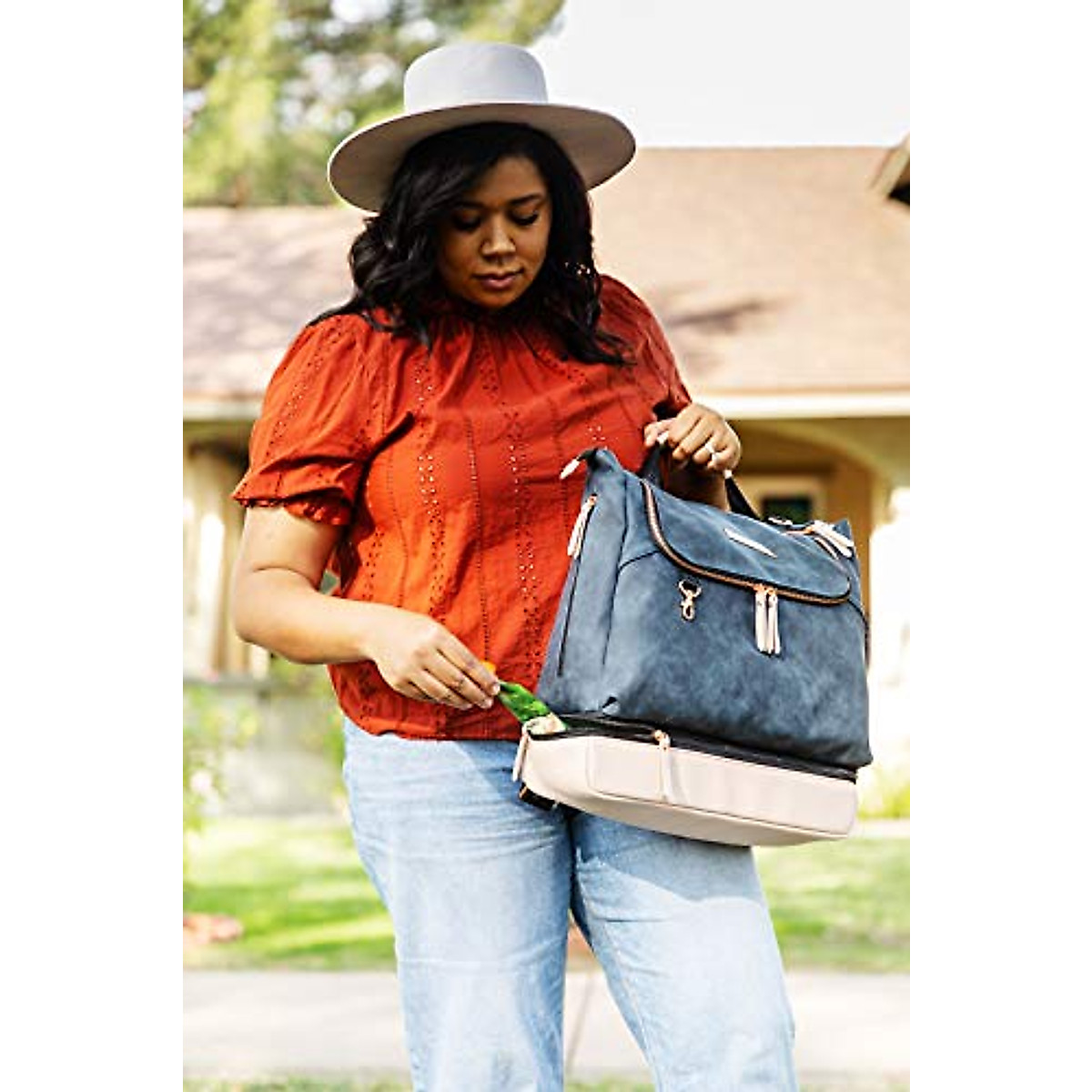 Petunia Pickle Bottom Pivot Backpack | Multiple Carrying Options (Backpack or Tote) | Insulated Pockets to Keep You Organized | Modern Silhouette with a Roomy Interior | Indigo/Blush