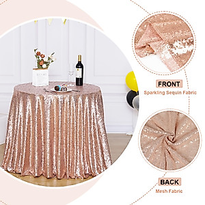 Poise3EHome 50 Inch Round Rose Gold Sequin Tablecloth for Party Cake Dessert Table Exhibition Events