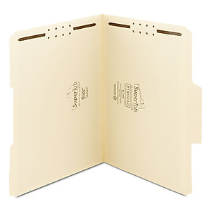Smead SuperTab® Fastener File Folder, 2 Fasteners, Oversized Reinforced 1/3- Cut Tab, Guide Height, Letter Size, Manila, 50 Each per Box (14535)