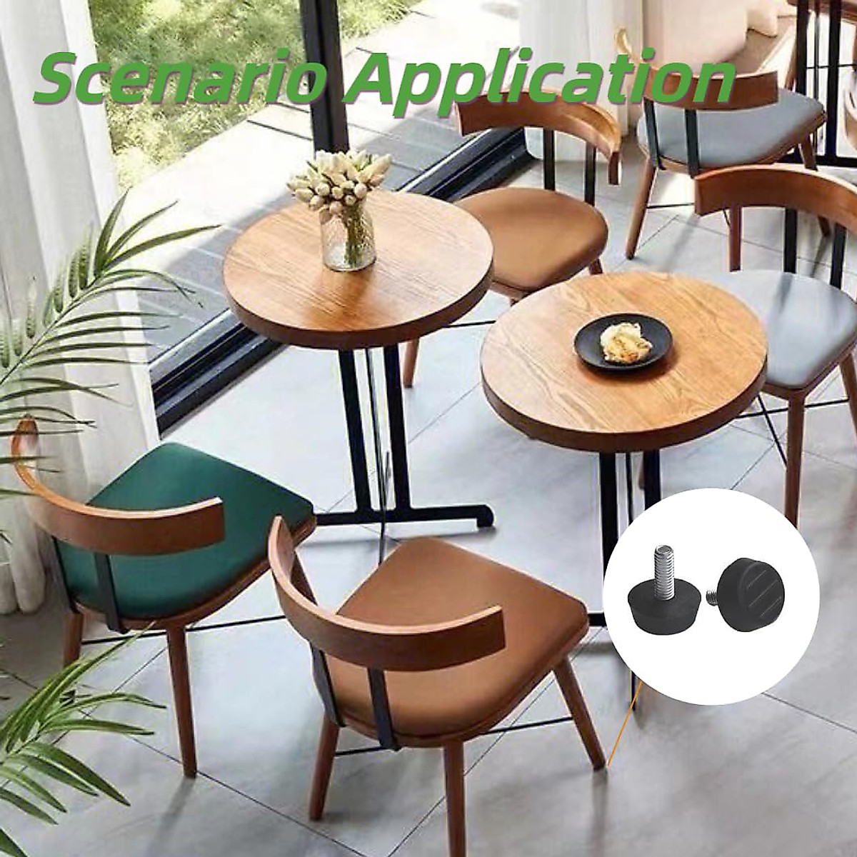 Holmgillick 20pcs M8 Thread Adjustable Furniture Levelers, Galvanized Steel with Black PP Non-Skid Base, Suitable for Tables, Chairs, Cabinets