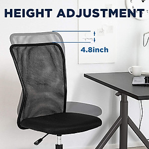 Office Chair Ergonomic Desk Chair Home Mid Back Computer Chair Height Adjustable Task Chair Modern Armless Rolling Swivel Chair with Back Support Mesh Executive Chair for Women Men, Black