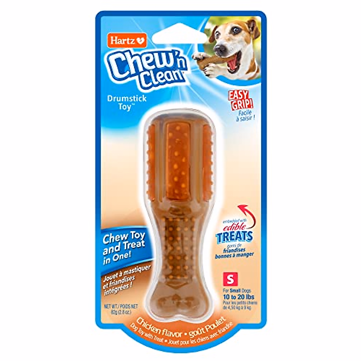 Hartz Chew ‘n Clean Chew Toy and Treat in One Chicken Flavored Drumstick Dog Toy, Small