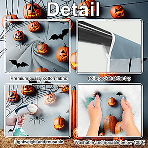 Avezano Halloween Backdrop Black Bats Scary Pumpkin Backdrop Spider Web Hay Fall Backdrops for Baby Shower Kids Family Portrait Photoshoot Studio Props (5x7ft, 59x83inch)