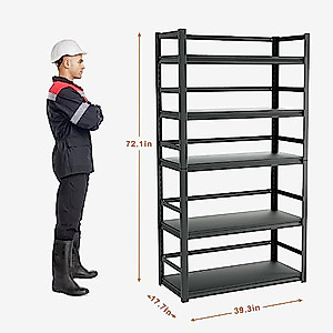 MOLYHOM Heavy Duty Garage Shelving, 5-Tier Industrial Garage Storage Shelves Racks, Adjustable Metal Storage Shelving Units, 72.1" H*39.3" W*17.7" D