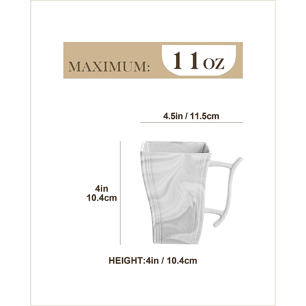 MALACASA Coffee Mugs, Ceramic Mug Set of 6, 11 oz Marble Coffee Cups with Handles for Men Women, Modern Porcelain Mugs for Coffee, Tea, Milk, Dishwasher Safe, Series FLORA