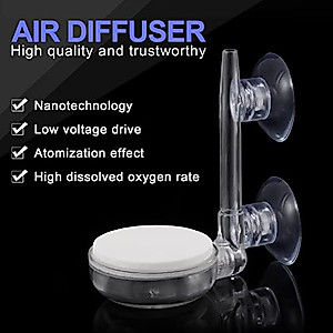 Quiet Aquarium Air Stone Fish Tank 2 Pieces Nano Air Stone Kit Air Pump for Aquarium Fish Tank Air Stone for Aquarium Diffuser with Control Valve and Suckers for Fish Tank and Hydroponic