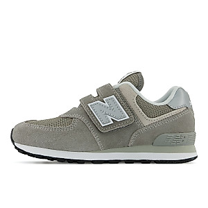 New Balance Kid's 574 Core Hook and Loop Sneaker, Grey/White, 1 Wide Little Kid