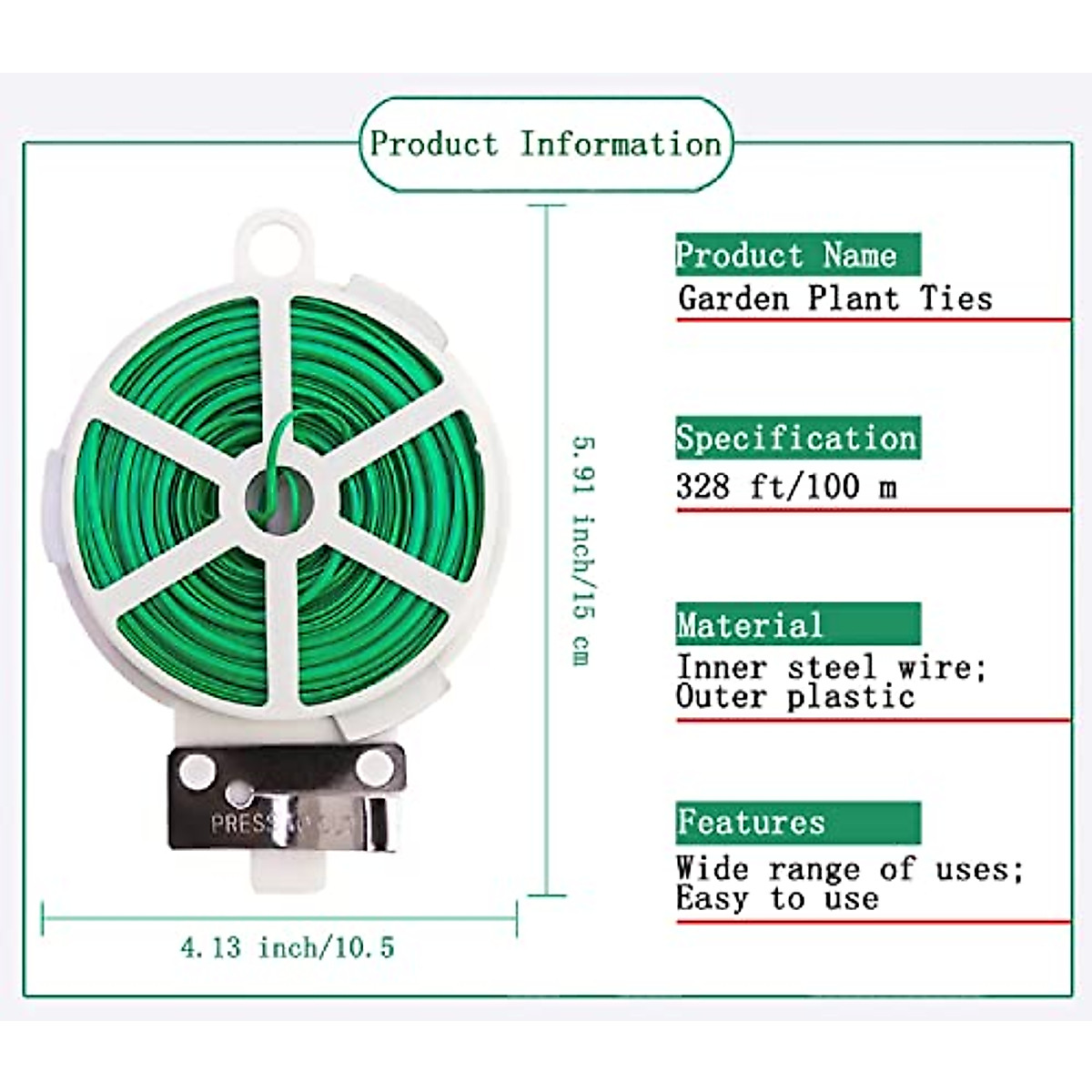 Twist Tie, 328 Feet (100m), green cable ties with Cutter, Garden Plant Ties Reusable, Green Twist Ties for plants Gardening Tomatoes Tie garden ties for plants,garden twist ties flowers Climbing