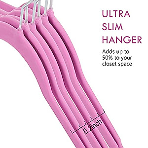 ATZJOY Velvet Shirt Hangers 30 Pack Non Slip Clothes Hangers Ultra Slim Space Saving Clothing Hangers for Coats, Suit, Shirt, Pants & Dress Clothes(Pink)
