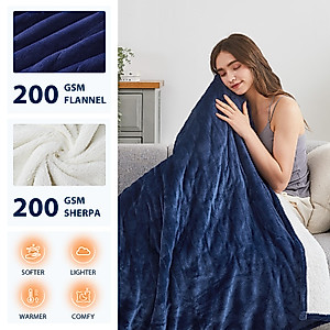 Homemate Heated Blanket Electric Throw - 50"x60" Heating Blanket Throw 1/2/4/6/8 Hours Auto-off 10 Heat Level Heat Blanket Over-heat Protection Flannel Sherpa Heater Blanket Electric ETL Certification