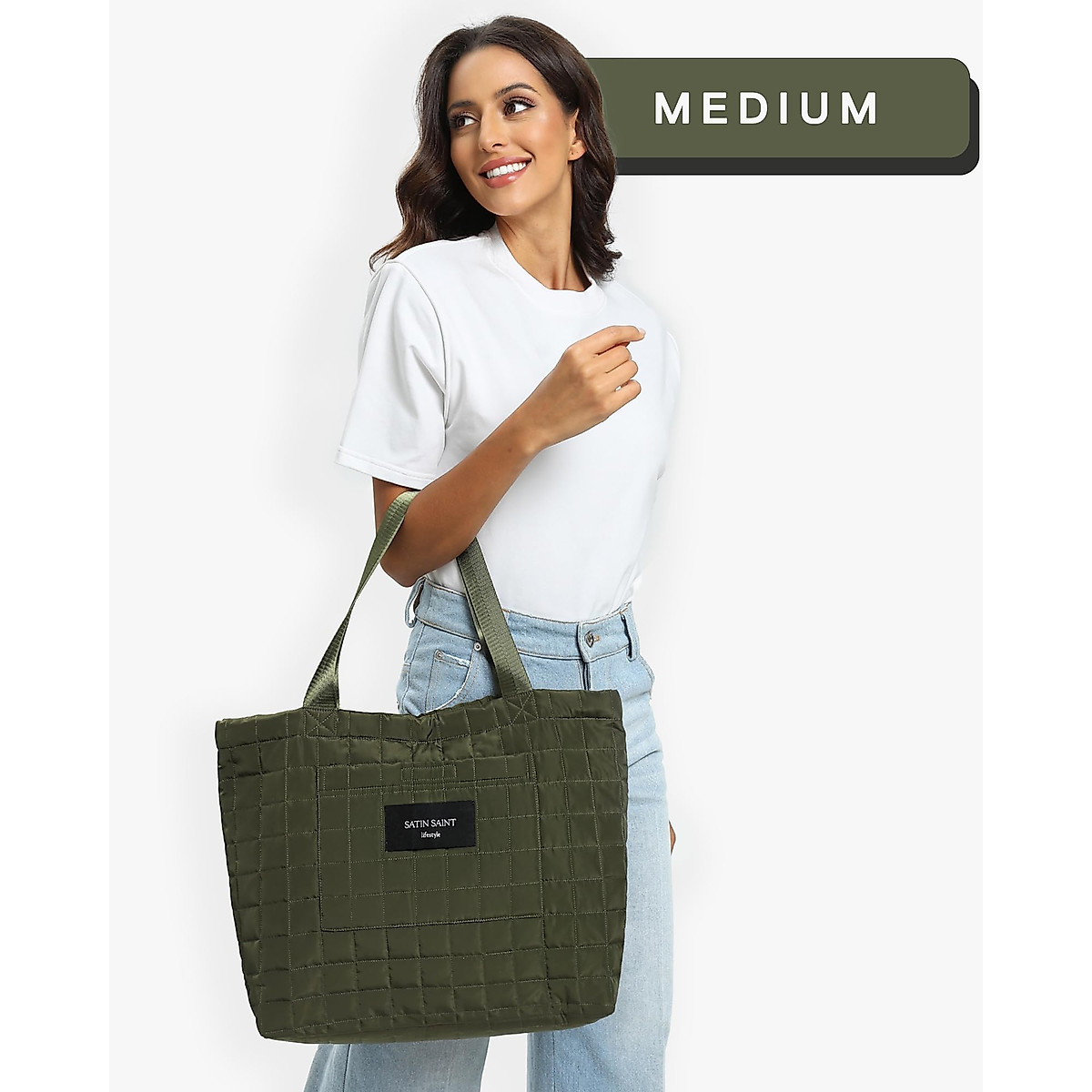 SATIN SAINT lifestyle Large Tote Bag for Women, Travel Tote Bag, Laptop Bag Handbag, Shopping Bag, Lightweight Shoulder Bag for Yoga Gym