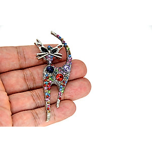 HAFILO vintage Austrian crystal rhinestones bizarre cat brooch scarf buckle pin for men women girl fashion personality jewelry